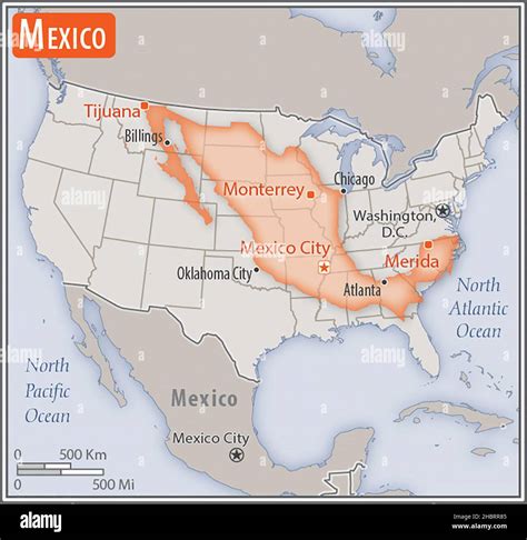 Map Of Mexico Overlaid On United States Map To Show Size Comparison Ca