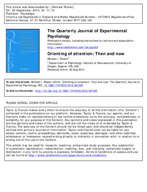 Pdf Orienting Of Attention Then And Now