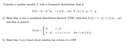 Solved Consider A Random Variable X With A Geometric Chegg
