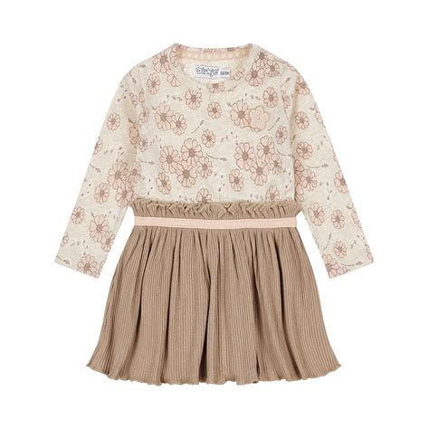 Dirkje Meisjes Jurk Off White Taupe Bloemetjes Jurkenjumpsuits