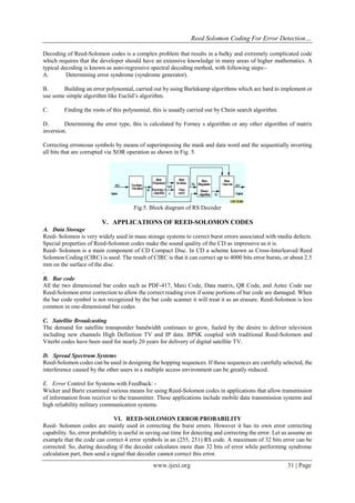 Reed Solomon Coding For Error Detection And Correction PDF