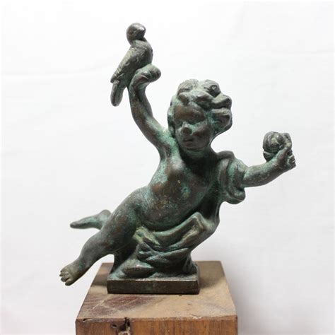 Sculpture Putto Con Uccello E Fiore In Mano 26 Cm Bronze Catawiki