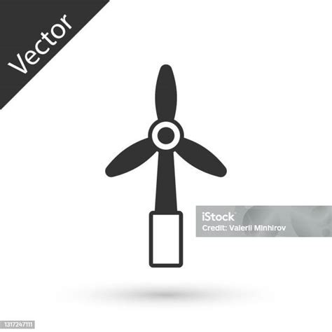 흰색 배경에 격리 된 회색 풍력 터빈 아이콘 풍력 발전기 기호 전력 생산을 위한 풍차 벡터 개발에 대한 스톡 벡터 아트 및 기타 이미지 Istock