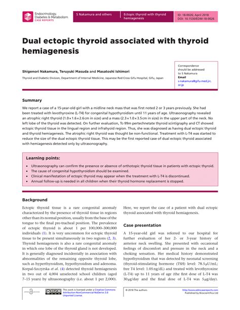 Pdf Dual Ectopic Thyroid Associated With Thyroid Hemiagenesis