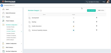 Workitem Category Quickscrum
