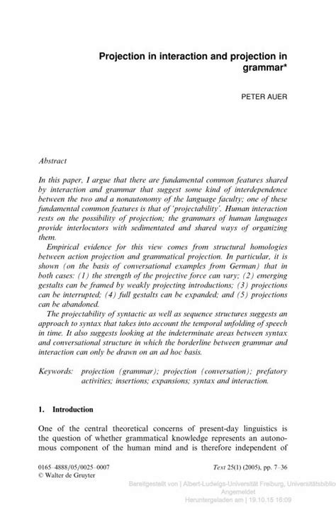 Pdf Projection In Interaction And Projection In Grammar Dokumentips