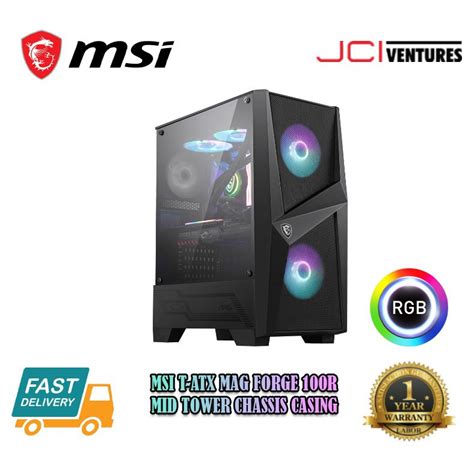 MSI T ATX Mag Forge 100R Mid Tower Chassis Casing Black Shopee Malaysia