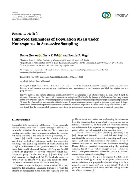Pdf Improved Estimators Of Population Mean Under Nonresponse In
