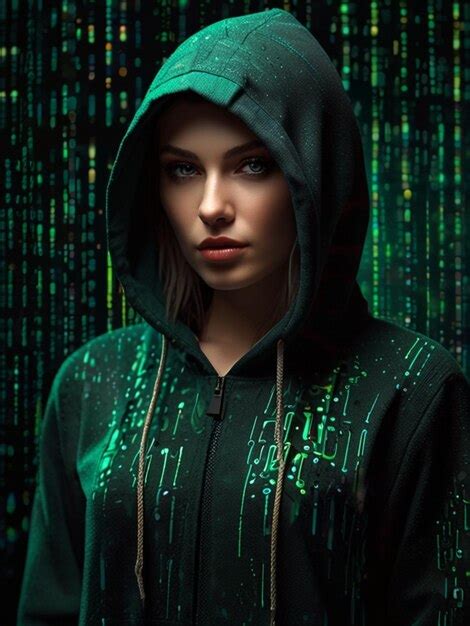 Cyber Security Hacker With Binary Background Premium Ai Generated Image