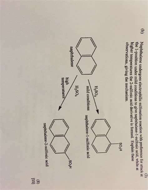Solved B Naphthalene Undergoes Electrophilic Sulfonation