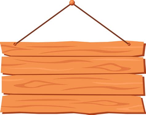 Hanging Wood Board Sign Rustic Cartoon Signpost Or Billboard Notice