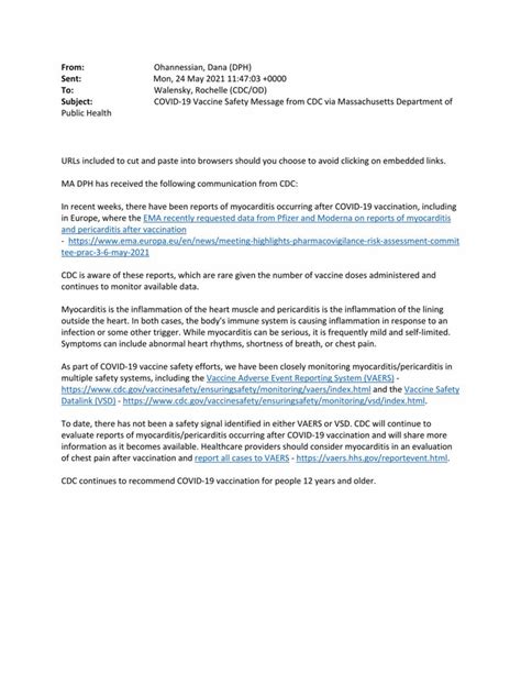 Cdc Myocarditis Emails Documentcloud