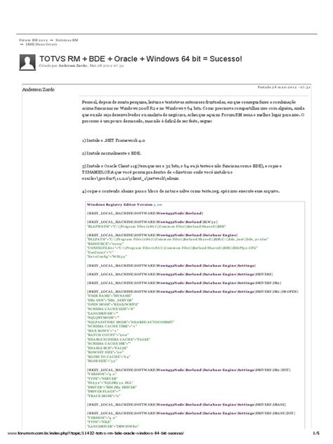 Totvs Rm Bde Oracle Windows 64 Bit Pdf Compatíveis Com Pcs