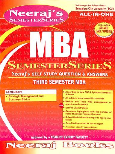 Buy Mba Semester Series 3rd Semester Mba Strategic Management And Business Ethics Bcu Book Na
