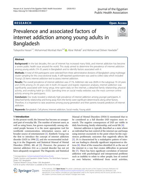 Pdf Prevalence And Associated Factors Of Internet Addiction Among Young Adults In Bangladesh
