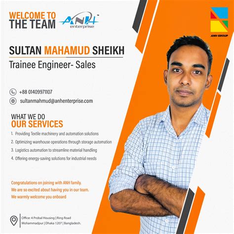 Meet Our New Trainee Engineer Sales Sultan Mahamud Sheikh Anh Group