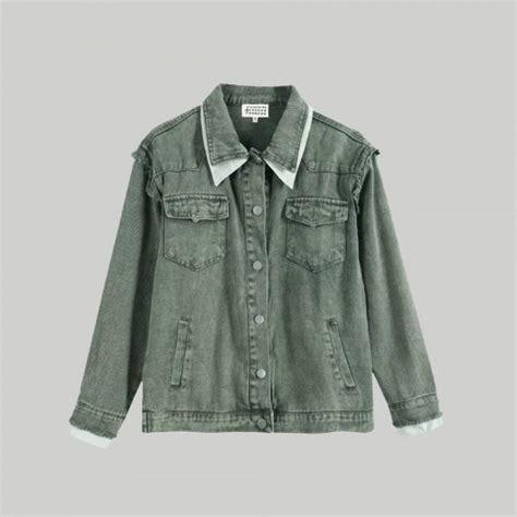 Maison Margiela 메종마르지엘라 터틀넥패치 페이크투피스 남녀공용 데님자켓 소바쥬