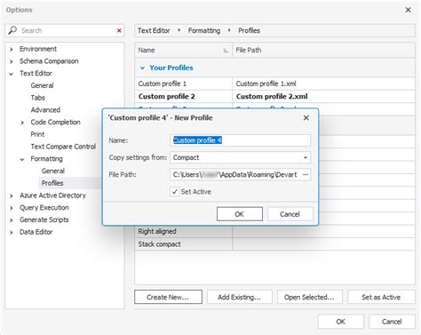 customize formatting styles with profiles