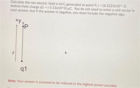 Solved Calculate The Net Electric Field In N C Generated At Chegg Com