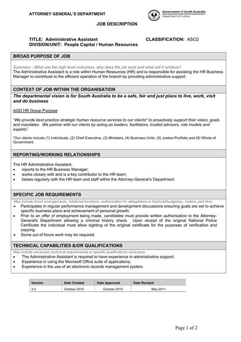 Job And Person Specification Template Vacancies Sa Gov Au
