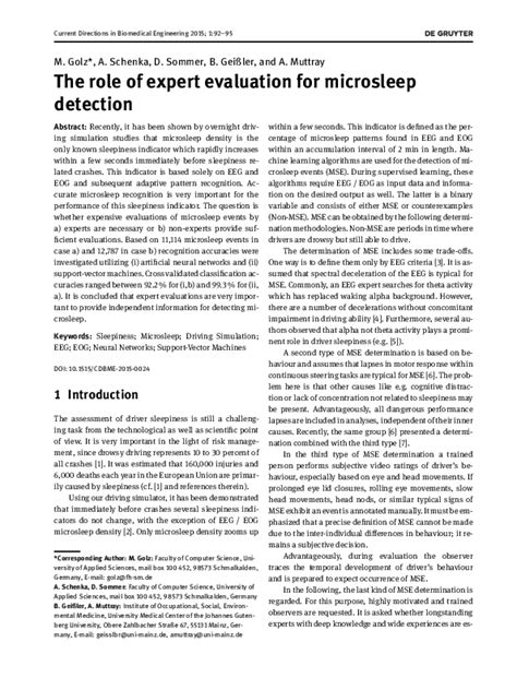 Pdf The Role Of Expert Evaluation For Microsleep Detection Martin