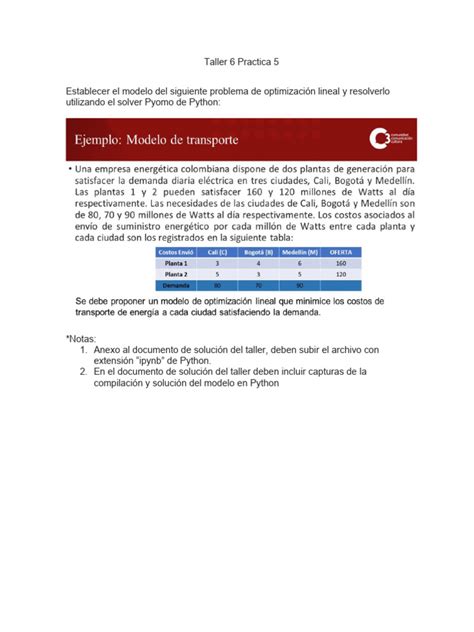 Taller 6 Solver Pyomo En Python 1 Pdf