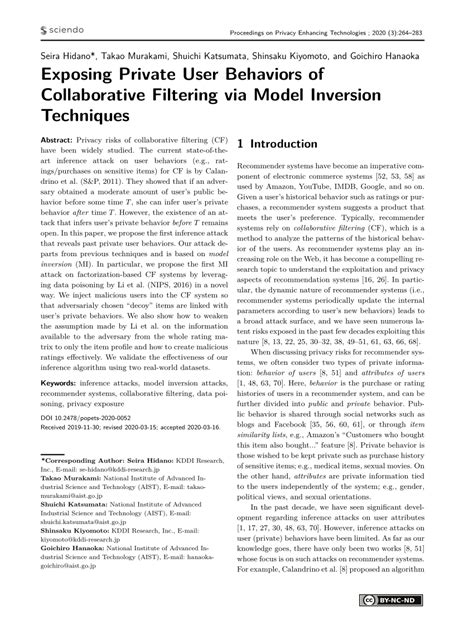 Pdf Exposing Private User Behaviors Of Collaborative Filtering Via