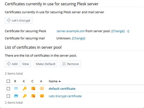 How To Secure Plesk Interface With An Ssl Certificate Lets Encrypt Other Certificate