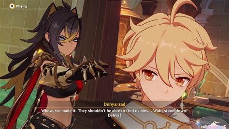 The Traveler And Dunyarzad Meet Dehya Genshin Impact Youtube