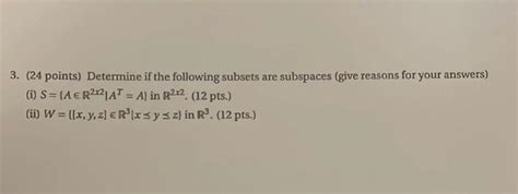 Solved Points Determine If The Following Subsets Are Chegg