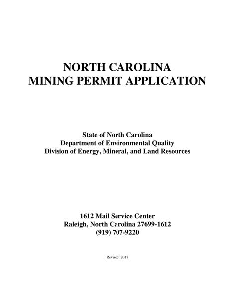 North Carolina Mining Permit Application Form Fill Out Sign Online And Download Pdf