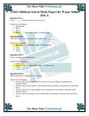 CS411 Midterm Solved McQs Papers By Waqar Sidhu Pdf For More Visit