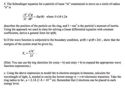 Solved The Schrodinger Equation For A Particle Of Mass M