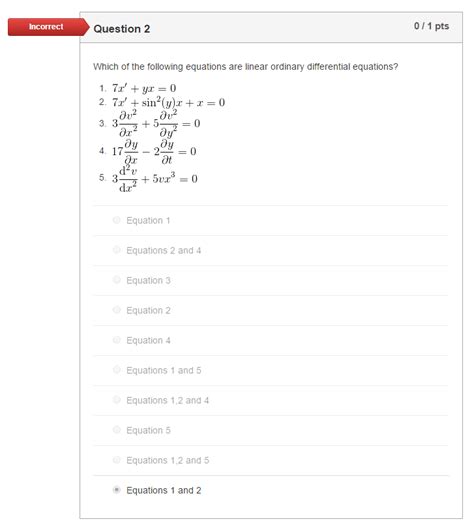 Solved Which Of The Following Equations Are Linear Ordinary