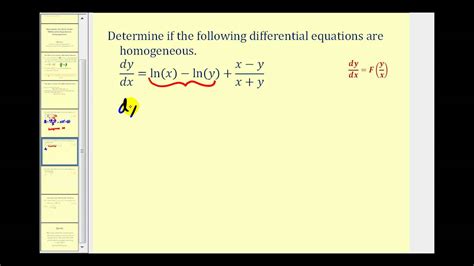 determine if a first order differential equation is homogeneous part
