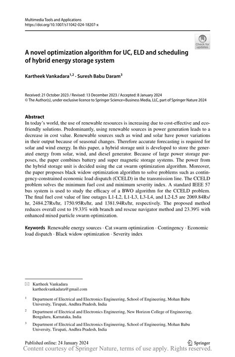 a novel optimization algorithm for uc eld and scheduling of hybrid