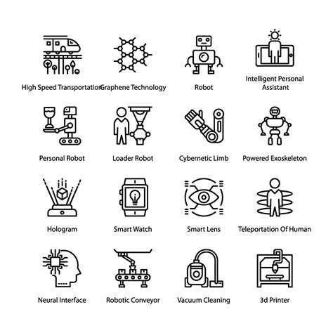 Artificial Intelligence And Robotics Line Vector Icons Set 36039366 Vector Art At Vecteezy