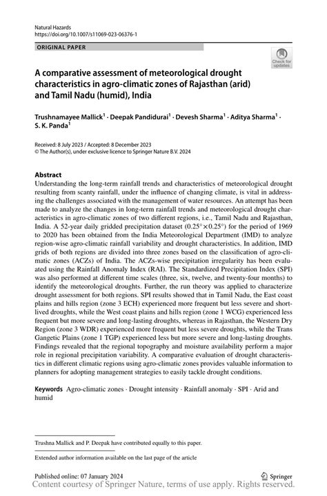 A Comparative Assessment Of Meteorological Drought Characteristics In