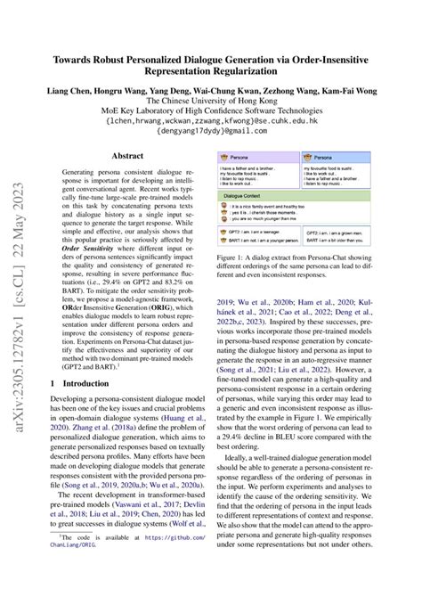 towards robust personalized dialogue generation via order insensitive
