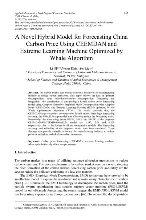 Pdf A Novel Hybrid Model For Forecasting China Carbon Price Using Ceemdan And Extreme Learning