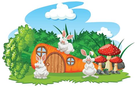 Three House In Nature Landscape Play Illustration Background Vector Play Illustration