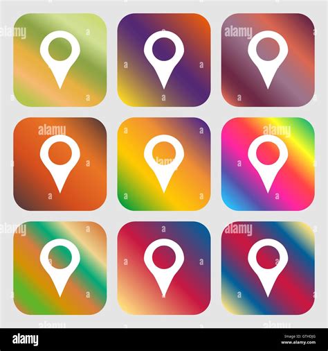 Map Pointer Gps Location Icon Nine Buttons With Bright Gradients For Beautiful Design Vector