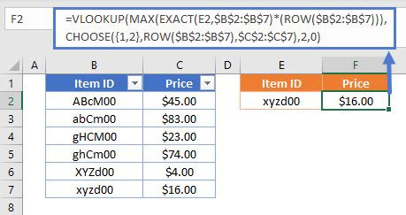 Case Sensitive VLOOKUP In Excel Google Sheets Automate Excel