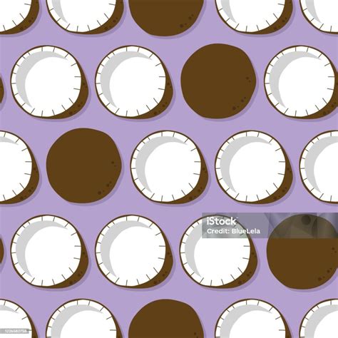 과일 원활한 패턴 보라색 배경에 그림자 코코넛 여름 의 활기찬 디자인 이국적인 열대 과일입니다 다채로운 벡터 일러스트레이션 0명에 대한 스톡 벡터 아트 및 기타 이미지