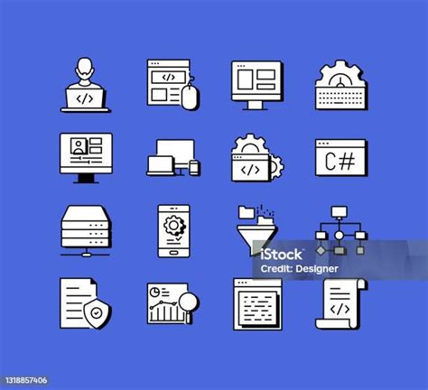 程式設計相關圖示向量集合現代風格符號向量插圖向量圖形及更多javascript圖片 Javascript 程式設計員 圖示 Istock