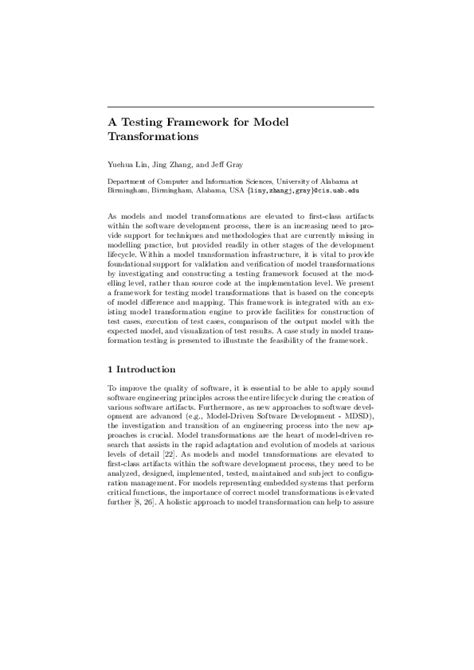 Pdf A Testing Framework For Model Transformations