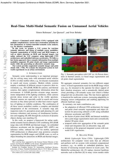 Real Time Multi Modal Semantic Fusion On Unmanned Aerial Vehicles Deepai