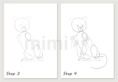 Cat Drawing Step By Step Tutorial Mimi Panda
