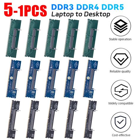 1 5pcs Ddr3 Ddr4 Ddr5 Laptop To Desktop Memory Adapter Card So Dimm To