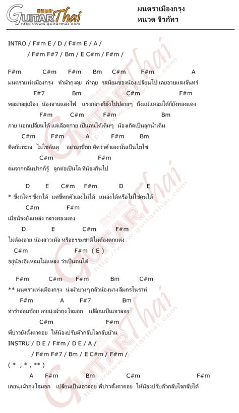 คอร์ดเพลง มนตราเมืองกรุง หนวด จิรภัทร